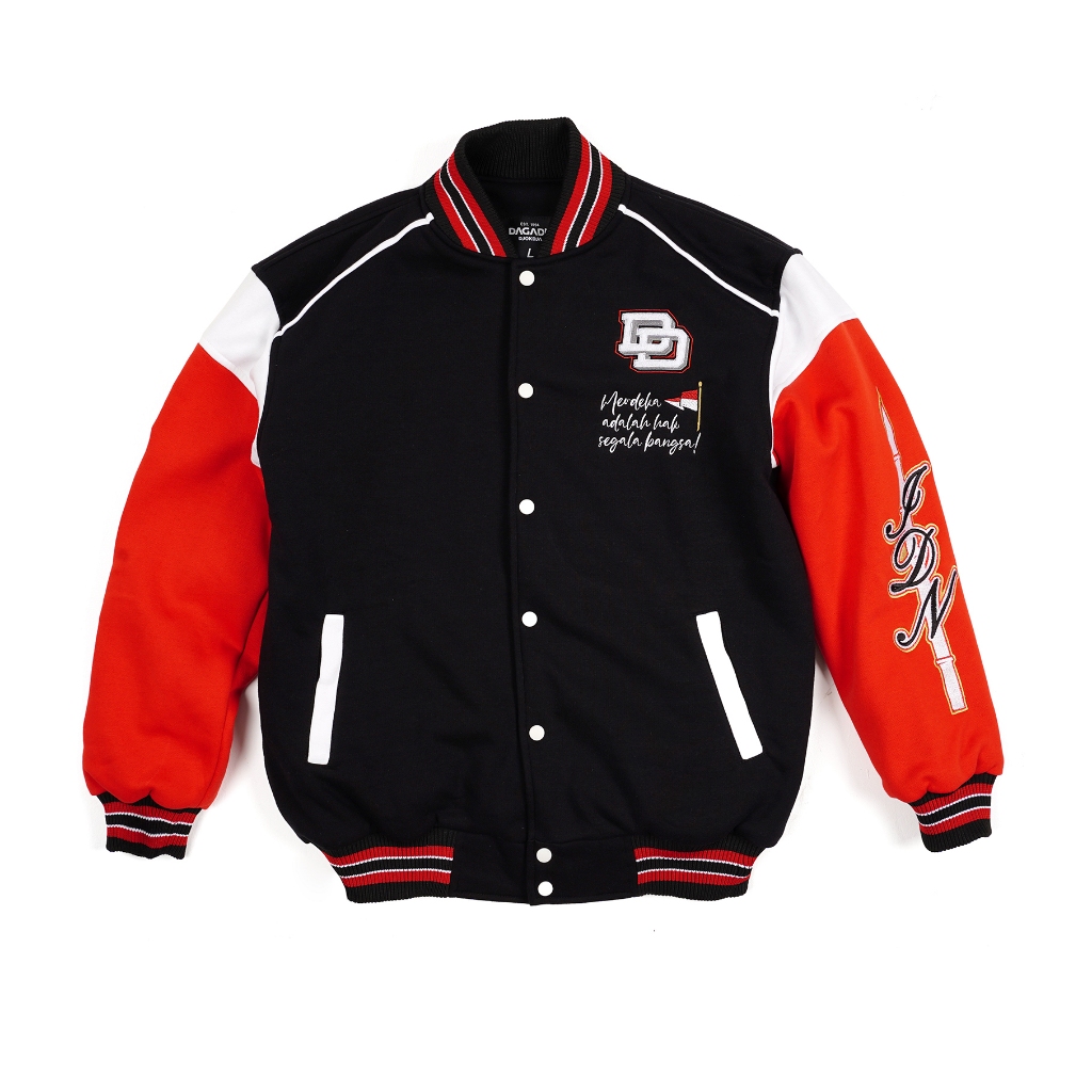 Jual Dagadu Jacket Kemerdekaan Varsity - Merah Hitam | Shopee Indonesia