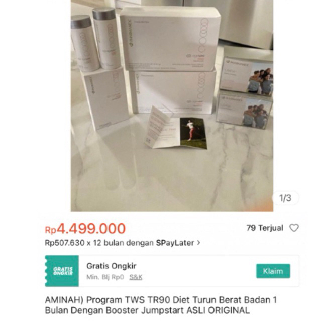 Jual [AMINAH] Program TWS TR90 Diet Turun Berat Badan 1 Bulan Dengan ...