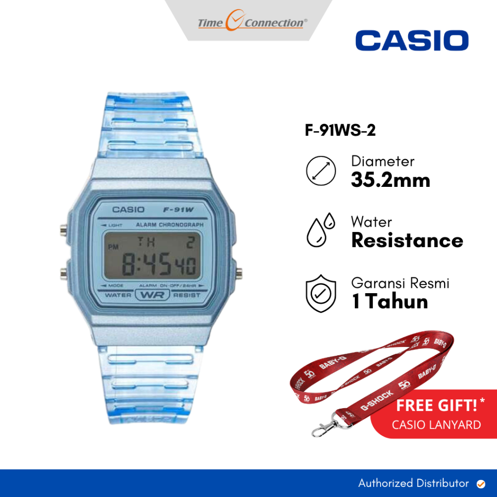 Jual Casio F-91WS-2 Biru Transparan Original / Jam Tangan Pria Wanita ...