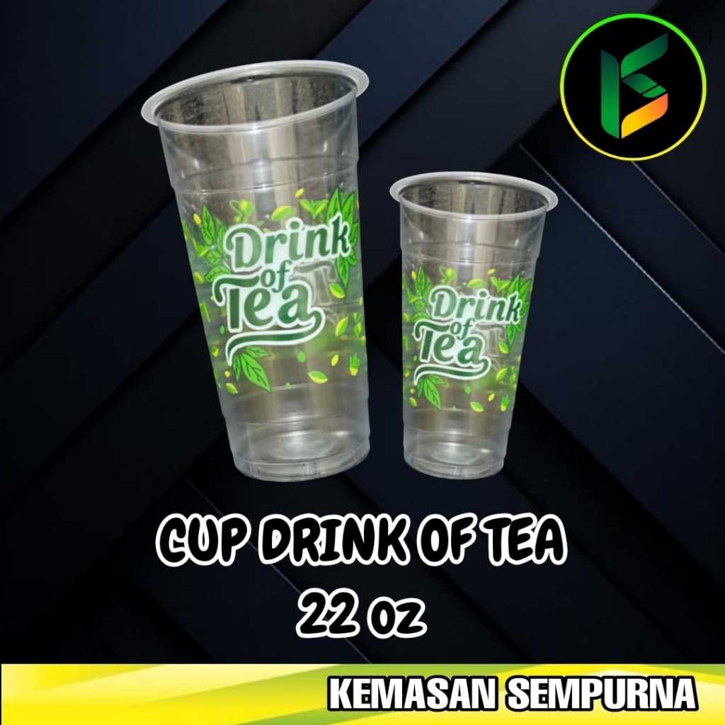 Jual Gelas Sablon Plastik Cup PP 22 oz datar 8 gr motif drink of tea ...