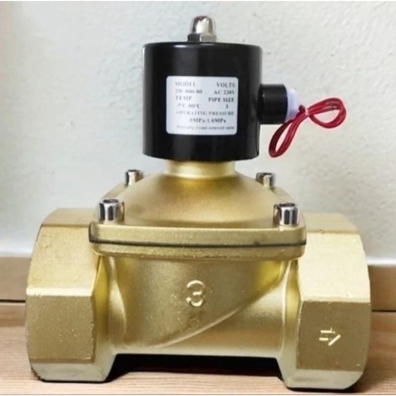 Jual Electric Selenoid Water Valve 3" Inch 220V Solenoid Kuningan 2W-800-80 NC | Shopee Indonesia