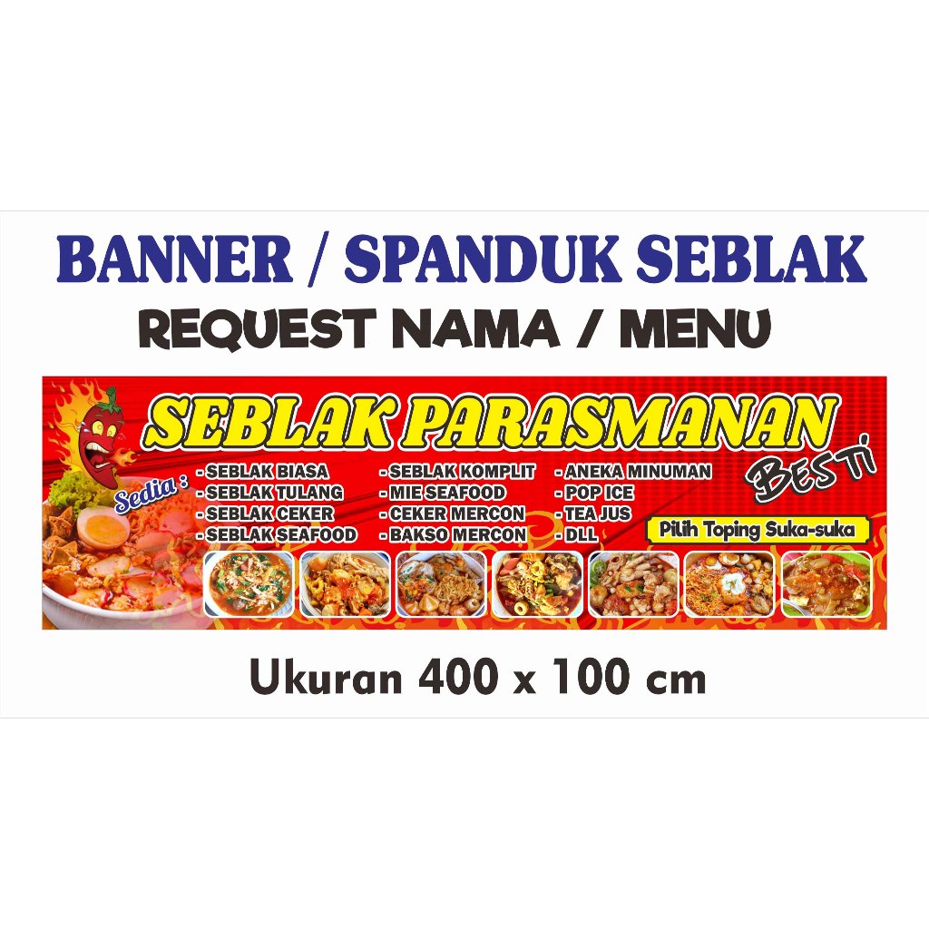 Jual Spanduk Seblak Prasmanan l Banner Seblak l 4x1 | Shopee Indonesia