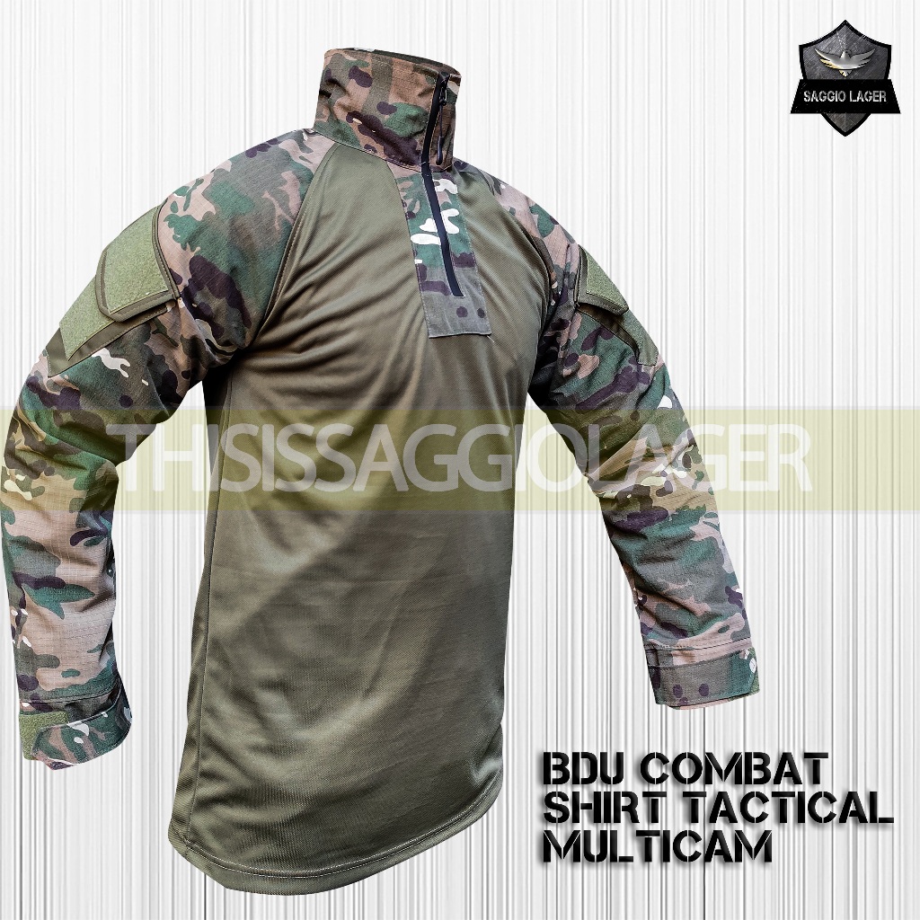 Jual BAJU TACTICAL KAOS BDU COMBAT SHIRT DRY FIT LORENG MULTICAM LEHER KERAH TINGGI TUTLENECK ...