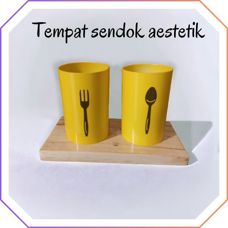 Jual Rak sendok minimalis aestetik 2 tabung kuning | Shopee Indonesia
