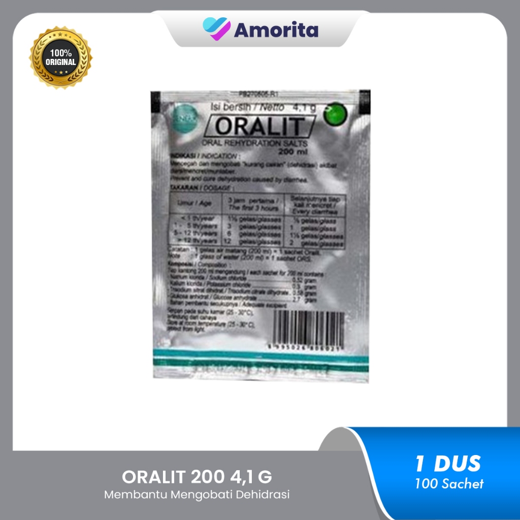 Jual Oralit 200 4.1gr Dus 100 Sachet - Mengobati Dehidrasi | Shopee ...