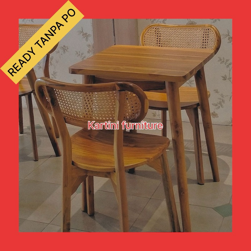 Jual set meja makan cafe 2 kursi rotan minimalis kursi rotan minimalis kayu jati meja makan meja ...