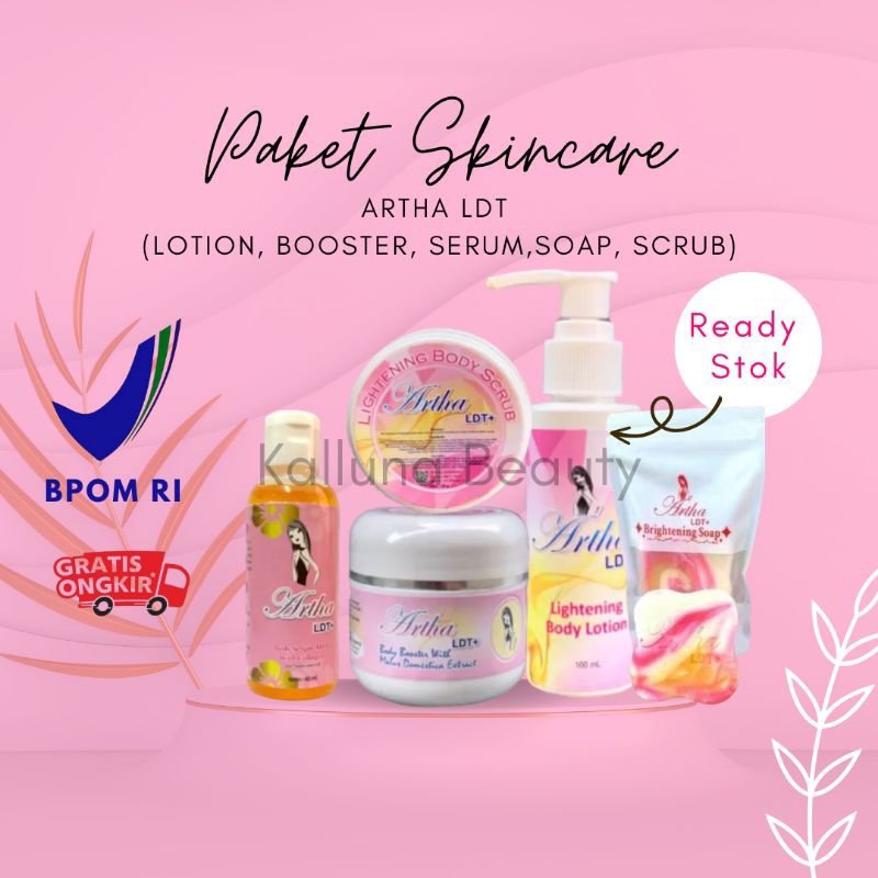 Jual ARTHA LDT PAKET WHITE EXTRA GLOW - ISI 5 (1 LOTION, 1 SERUM, 1 BOOSTER, 1 SABUN, 1 SCRUB ...