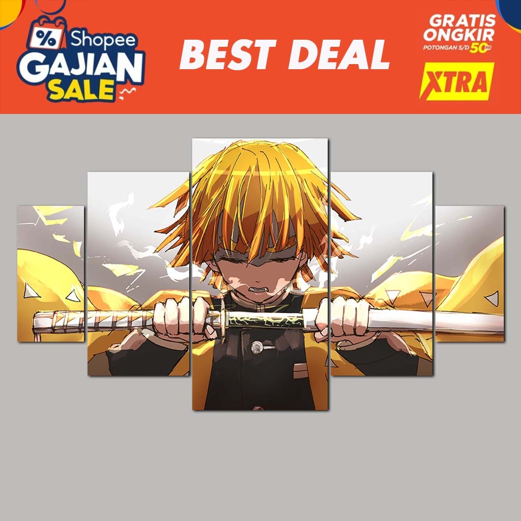 Jual YUHUUU 1 SET Pajangan Hiasan dinding ZENITSU 5pcs Poster Kayu Wall ...