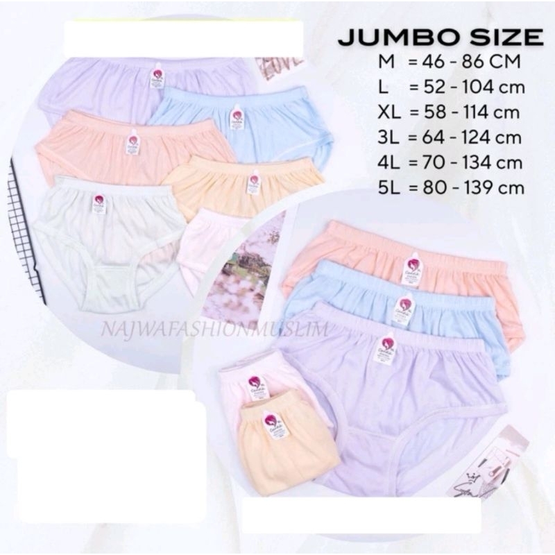 Jual CD CELANA DALAM CEWEK CANTIK INESIA BAHAN POLOS / SALUR M L xl 3L 4L 5L JUMBO ADEM LEMBUT ...