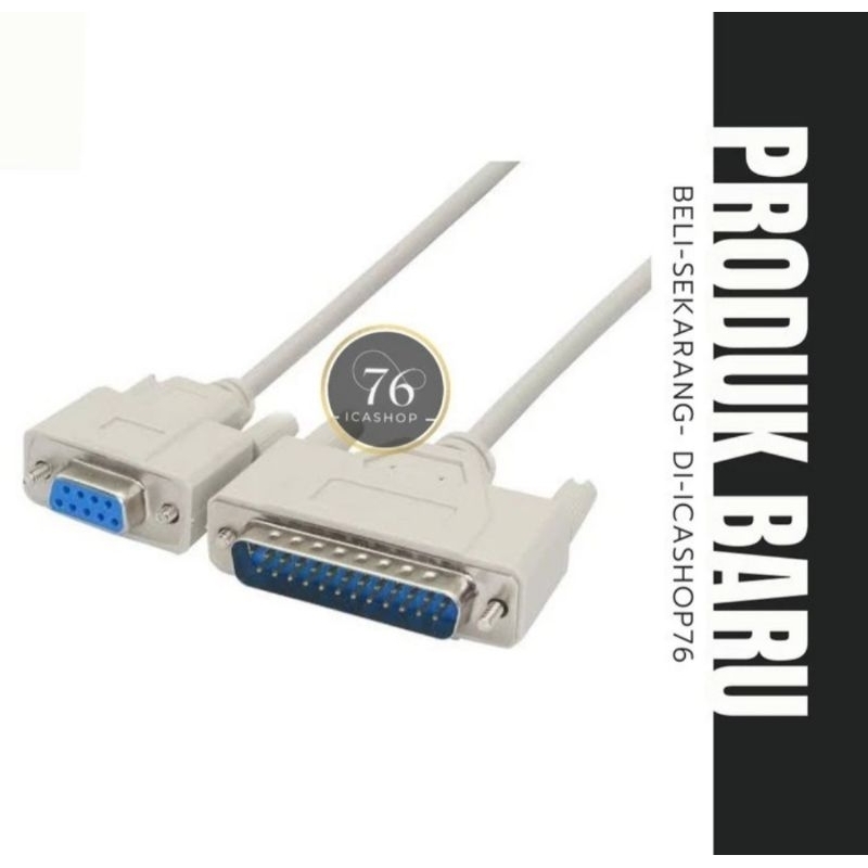 Jual KABEL SERIAL DB9 FEMALE TO DB25 MALE 5Meter / Kabel Printer ...
