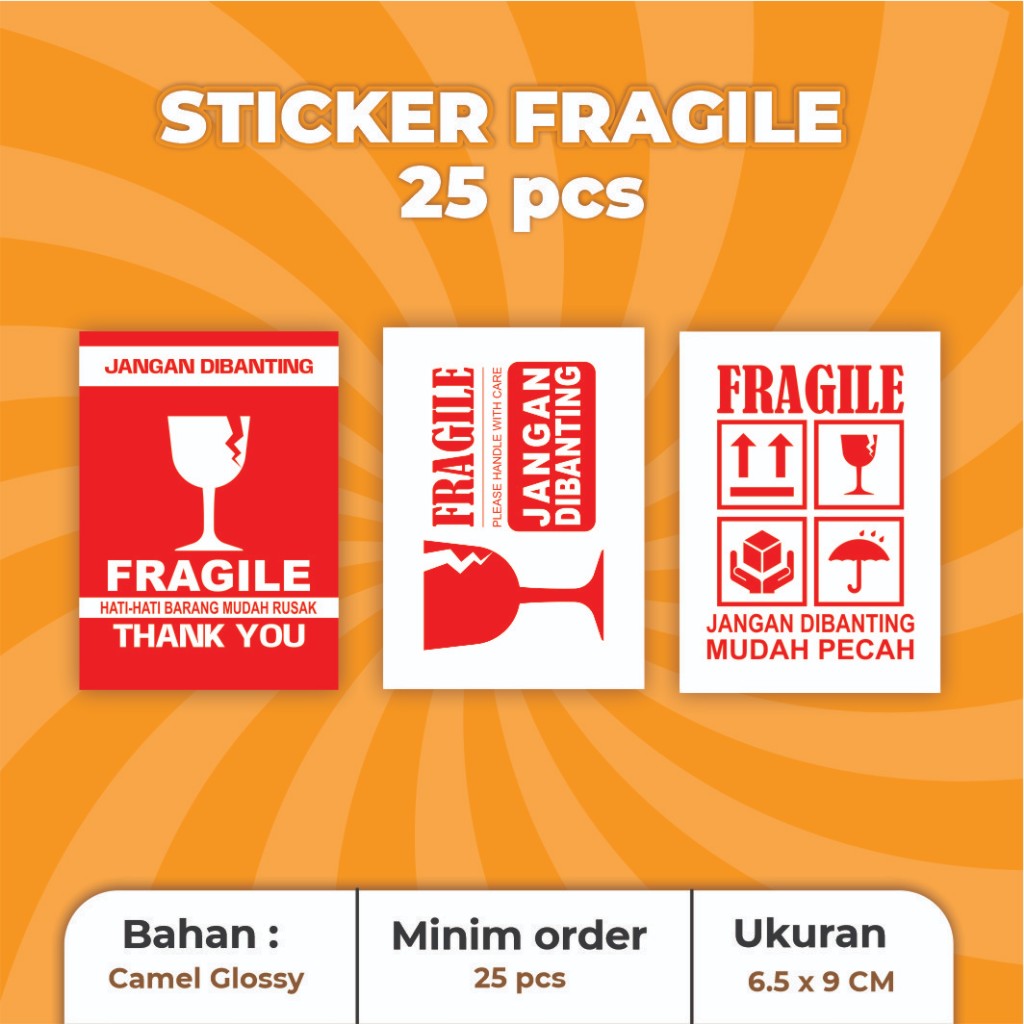 Jual [1 PACK ISI 25 PCS] Stiker Fragile | Stiker Paket | Label Fragile ...