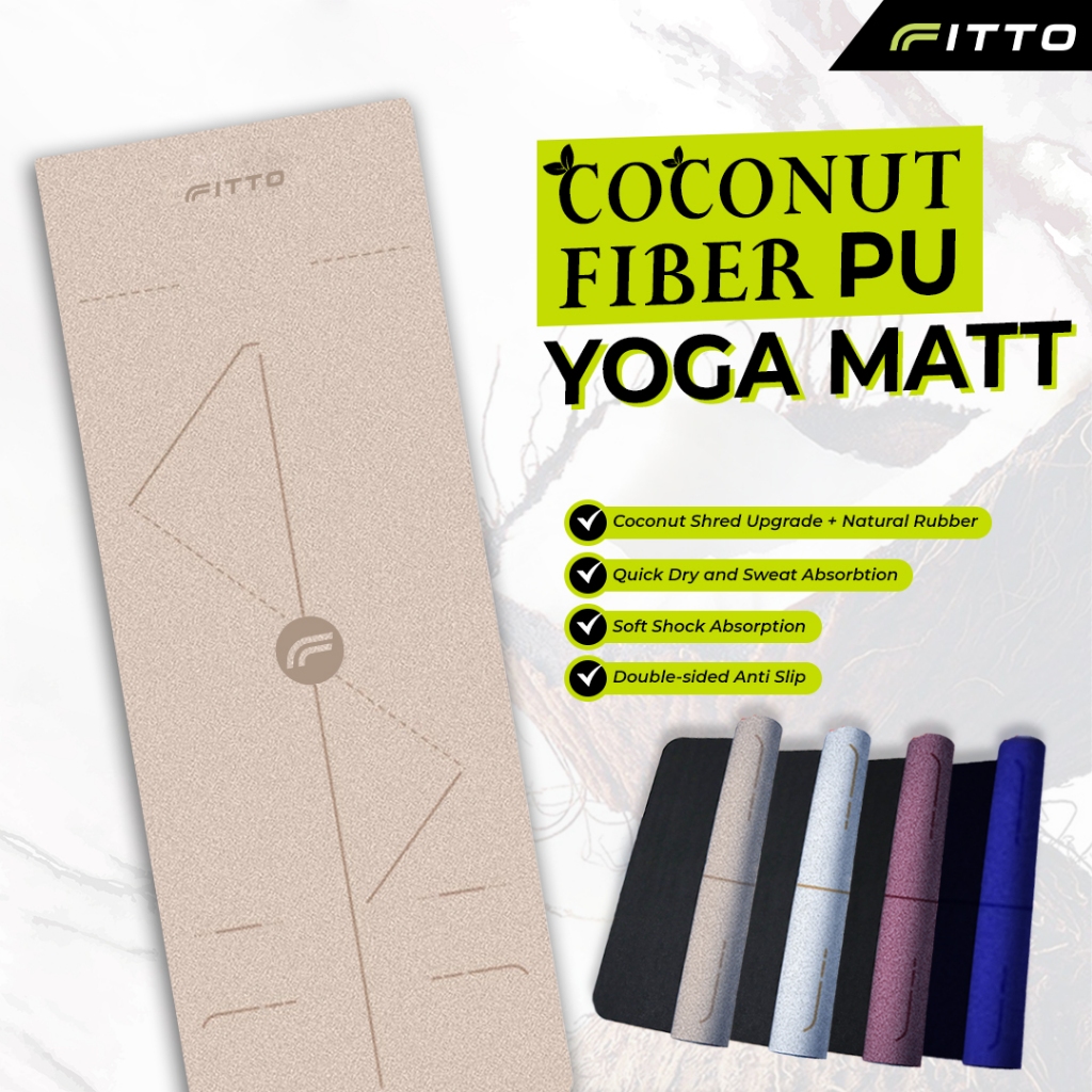Jual FITTO KONA Premium Coconut Fiber PU Yoga Mat Natural Alas Yoga ...