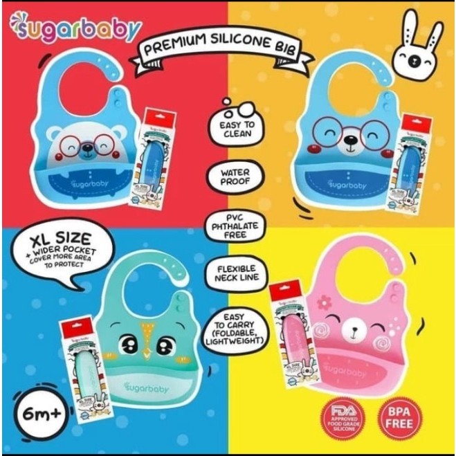 Jual SUGAR BABY PREMIUM SILICONE BIB SIZE XL/ Ukuran Besar XL Celemek ...