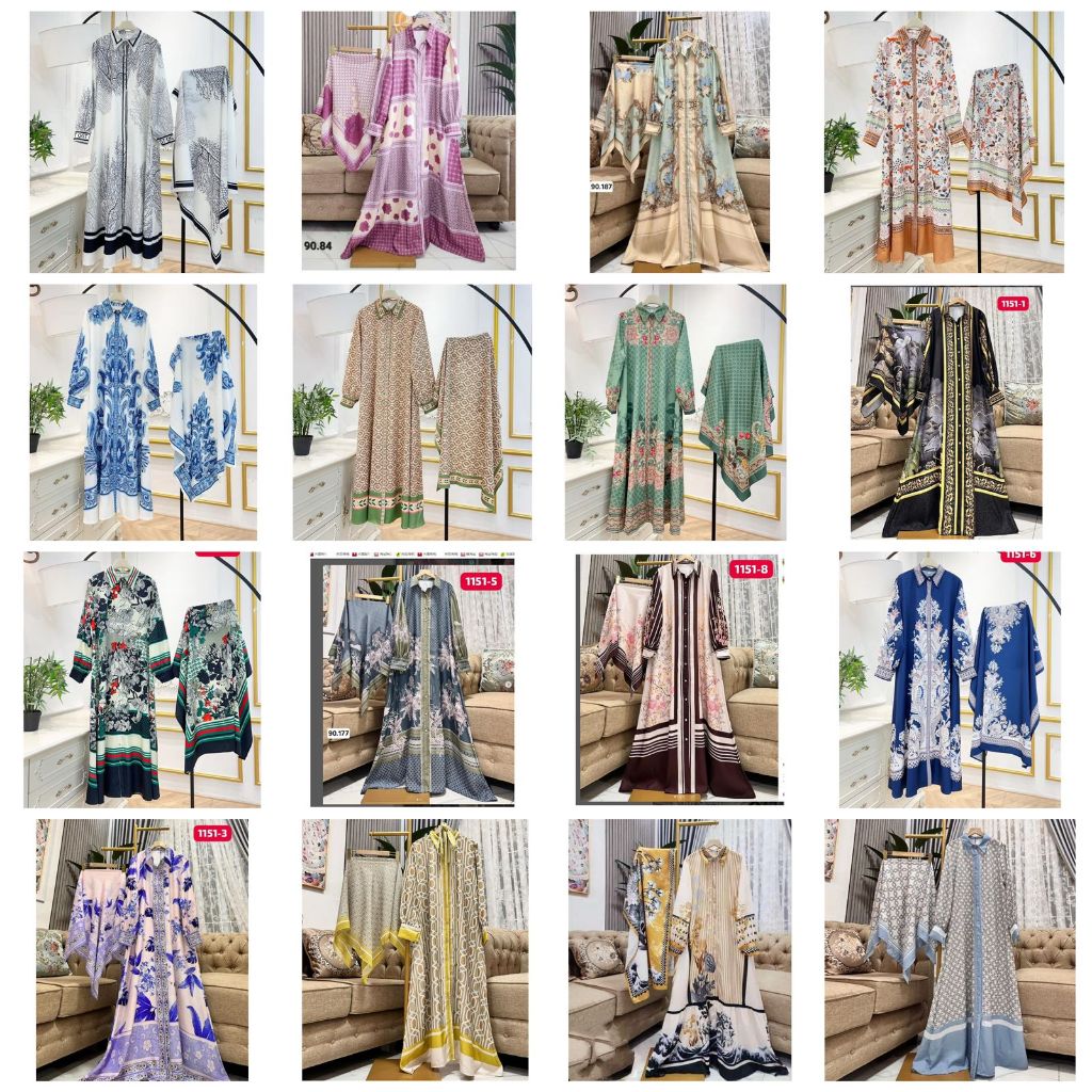 Jual JL5358 gamis + hijab / set gamis hijab cantik fashion bangkok new ...