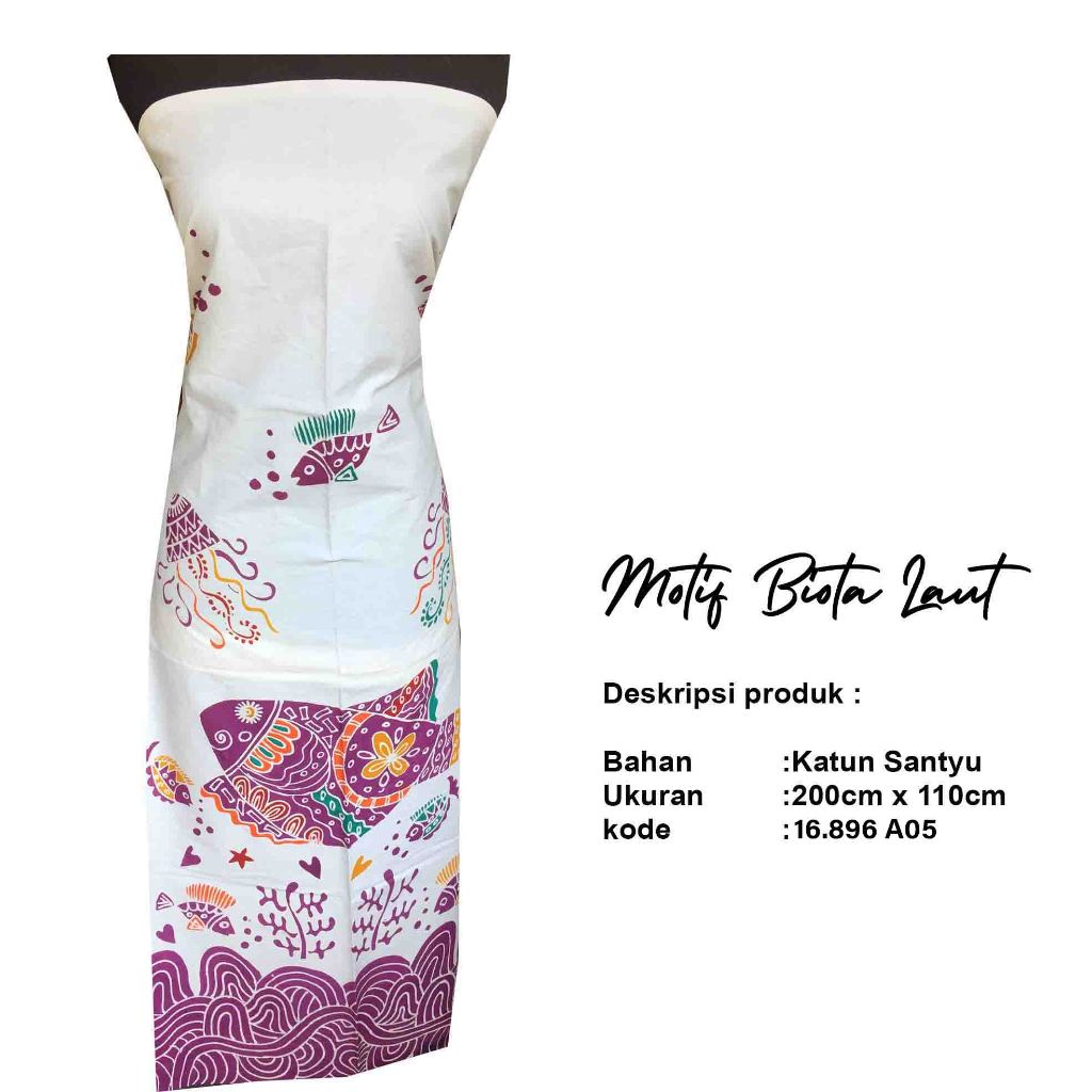 Jual batik tulis motif biota laut - batik motif ikan - batik nuansa ...