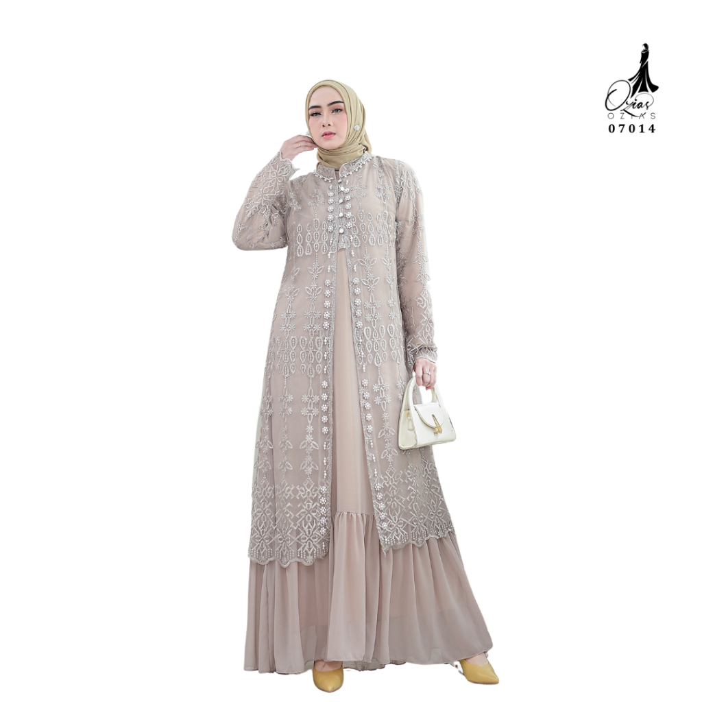 Jual Ozias - Gamis Tile Bordir 07014 LD 105 I Gamis Luaran CantikI Gamis Kondangan Mewah ...