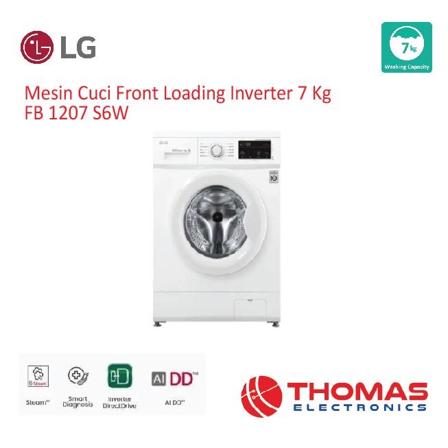 Jual Mesin Cuci 1 Tabung Front Loading 7 KG LG FB1207S6W FB 1207 S6W ...