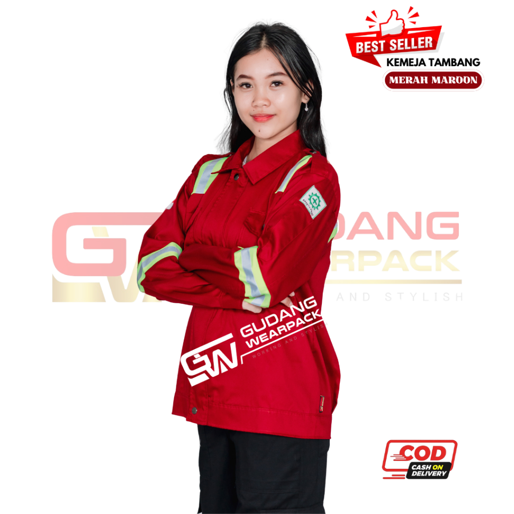 Jual WEARPACK ATASAN Warna MERAH MAROON (Kemeja/Atasan/Wearpack Safety ...
