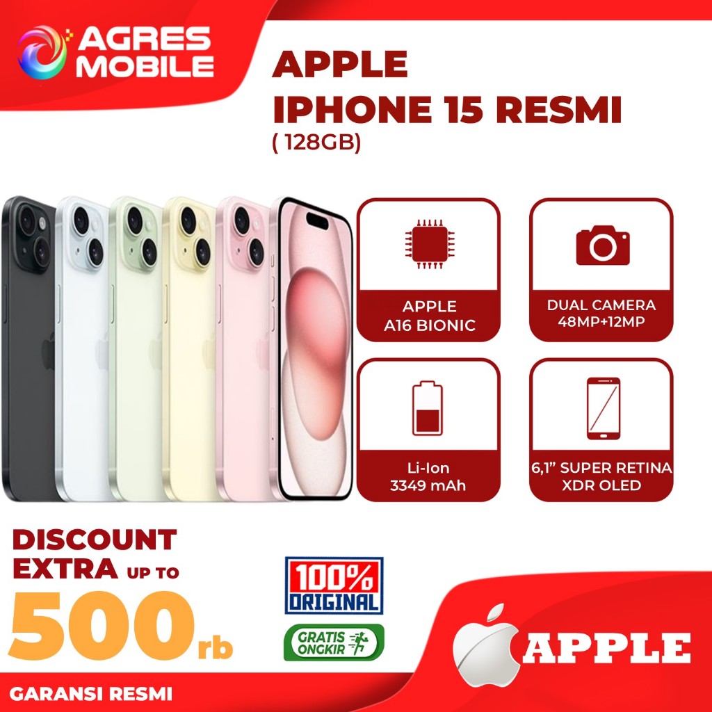 Jual RESMI APPLE IPHONE 15 128/256GB GARANSI INDONESIA | Shopee Indonesia