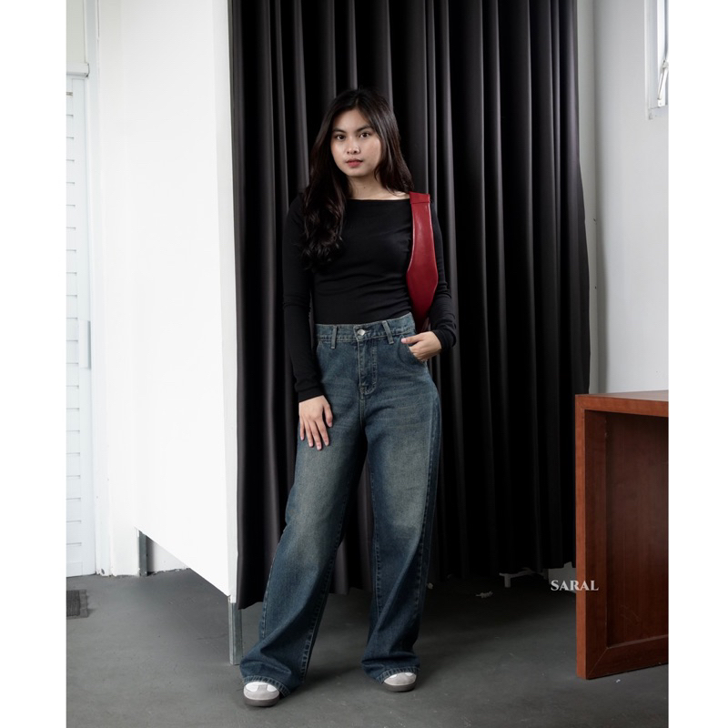 Jual COSMO JEANS BY SARAL | Highwaist Jeans Wide Leg Jeans Baggy Jeans ...