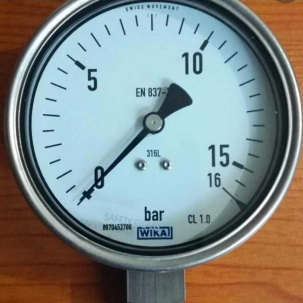 Jual PRESSURE GAUGE WIKA 1/2"NPT, SIZE 4" - 0 to 16 Bar Plus Sertifikat Kalibrasi KAN | Shopee ...