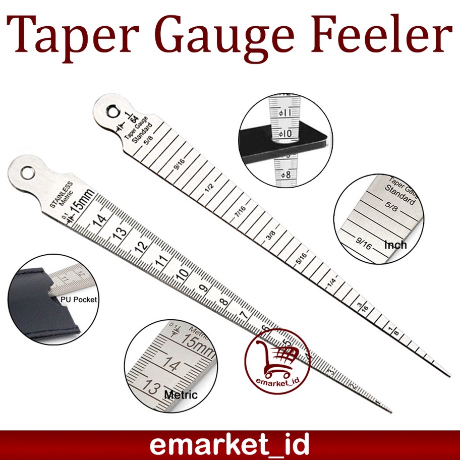 Jual TERKENAL Taper Gauge Feeler 115mm Stainless Steel Gap Hole Double ...