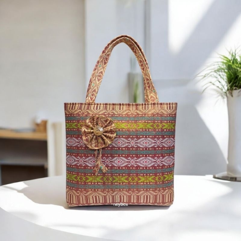 Jual NSYBOX Tote Bag Tas Wanita Asli Songket Nusantara Jinjing Tenteng ...