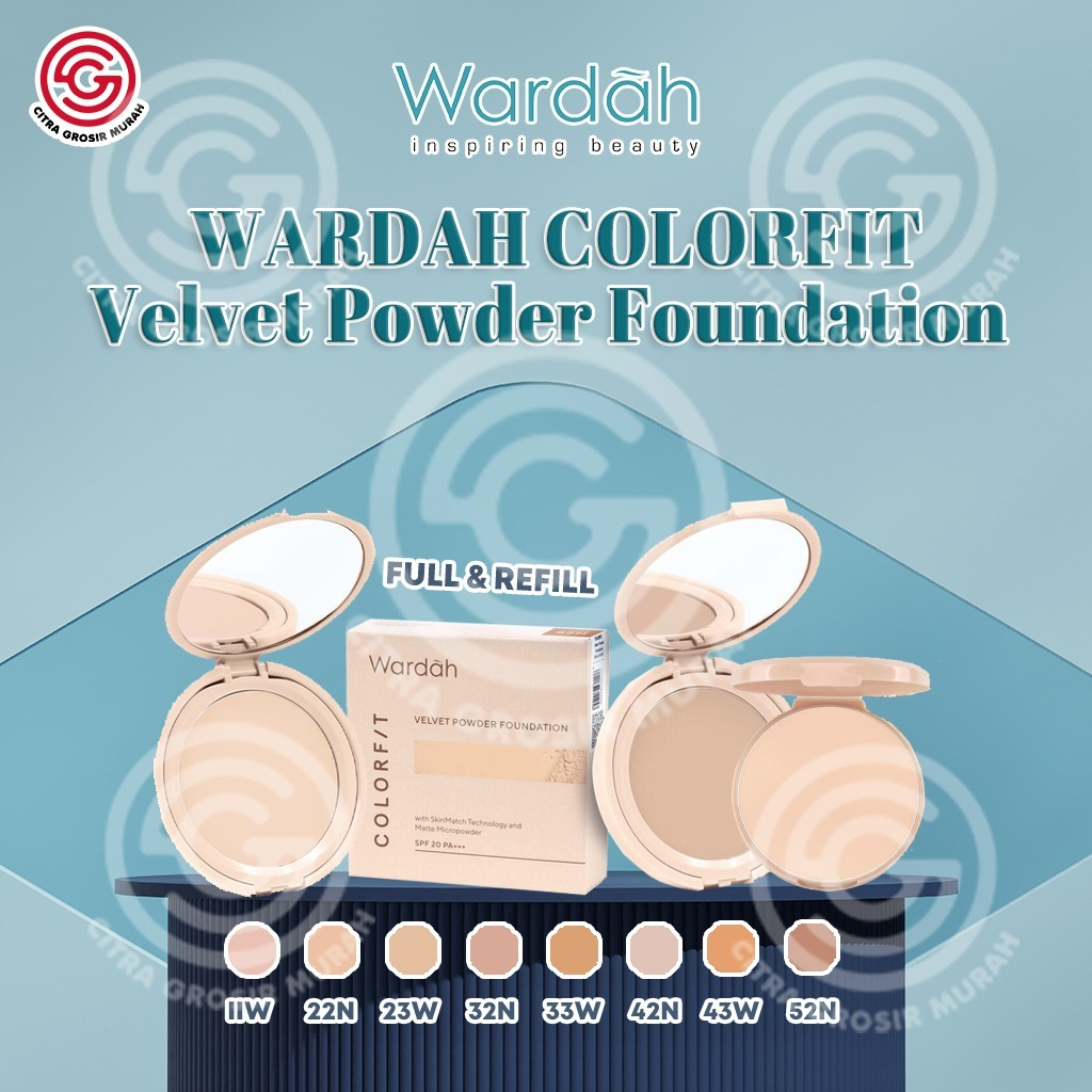 Jual WARDAH Colorfit Velvet Powder Foundation SPF 20 PA+++ || Wardah ...
