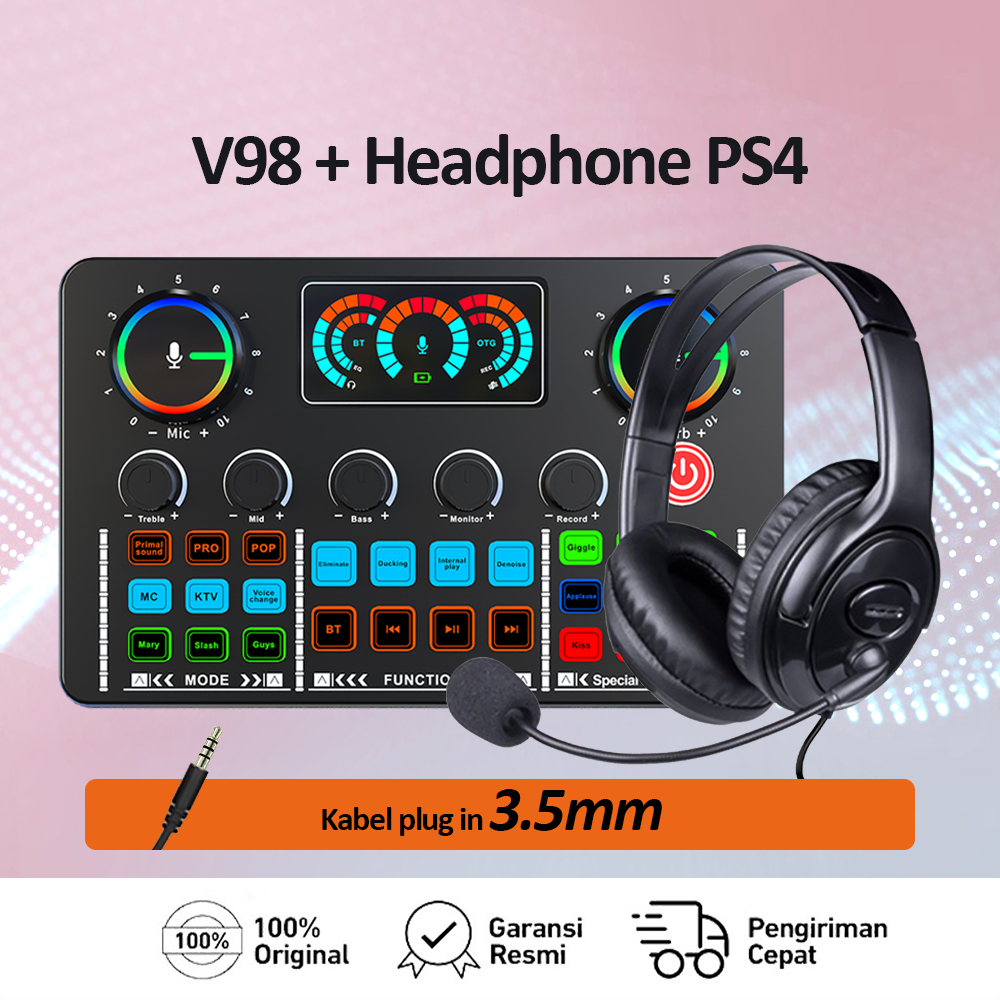 Jual V98 +MIC+headphone live sound card SoundCard Bluetooth compatible External Wireless DJ ...