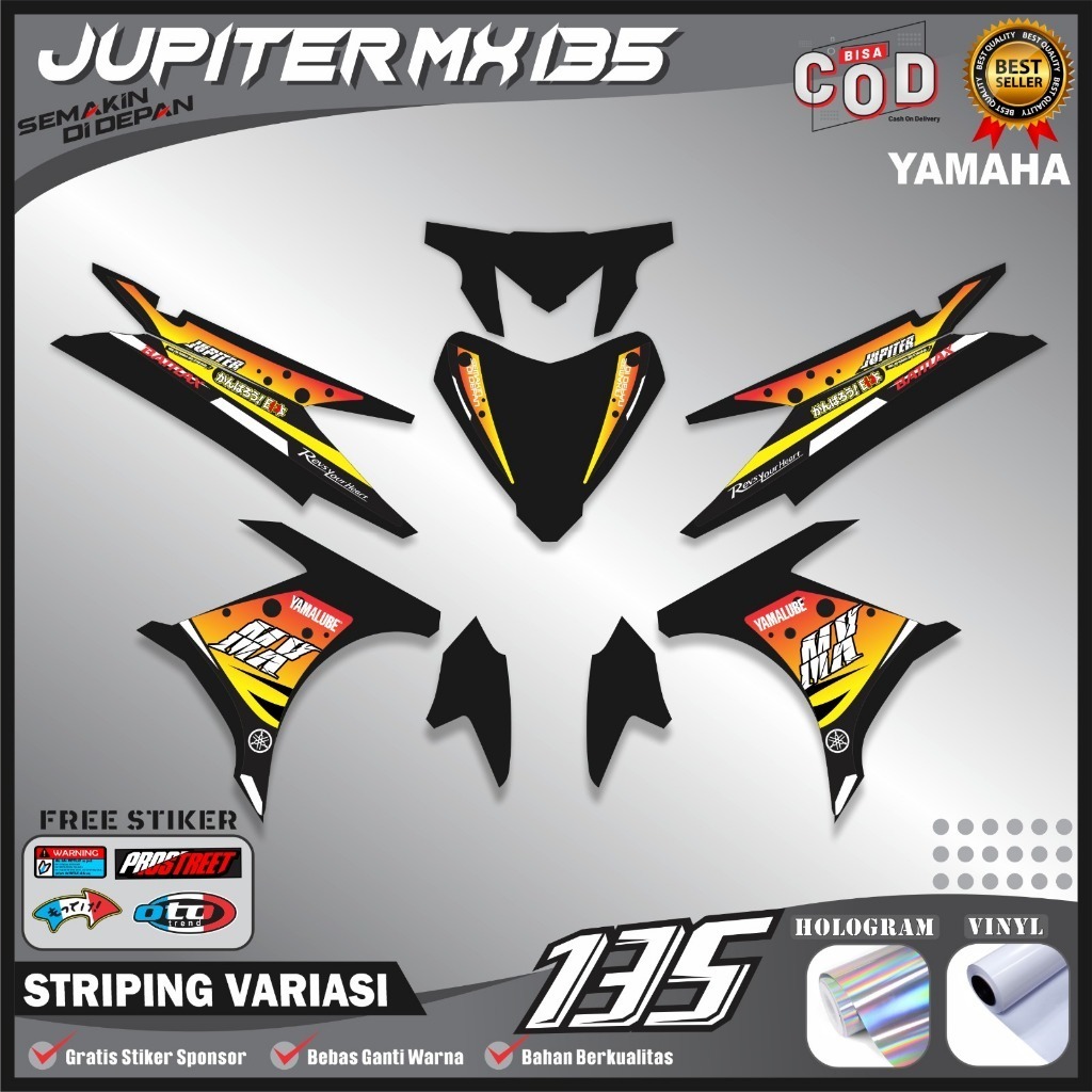 Jual Striping Sticker Jupiter Mx 135 Variasi Bahan Hologram dan Vinyl ...