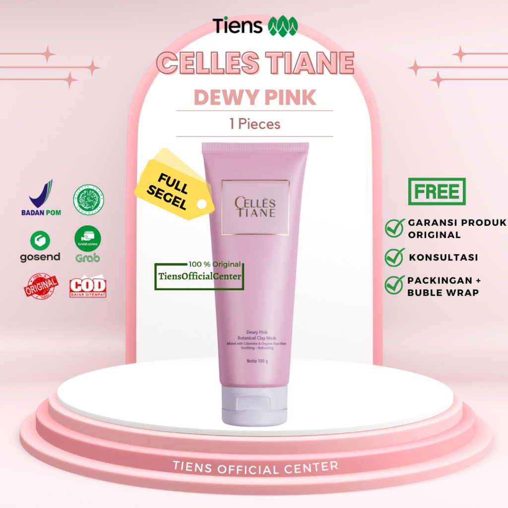 Jual Celles Tiane Dewy Pink Botanical Clay Mask Skincare Tiens Original ...