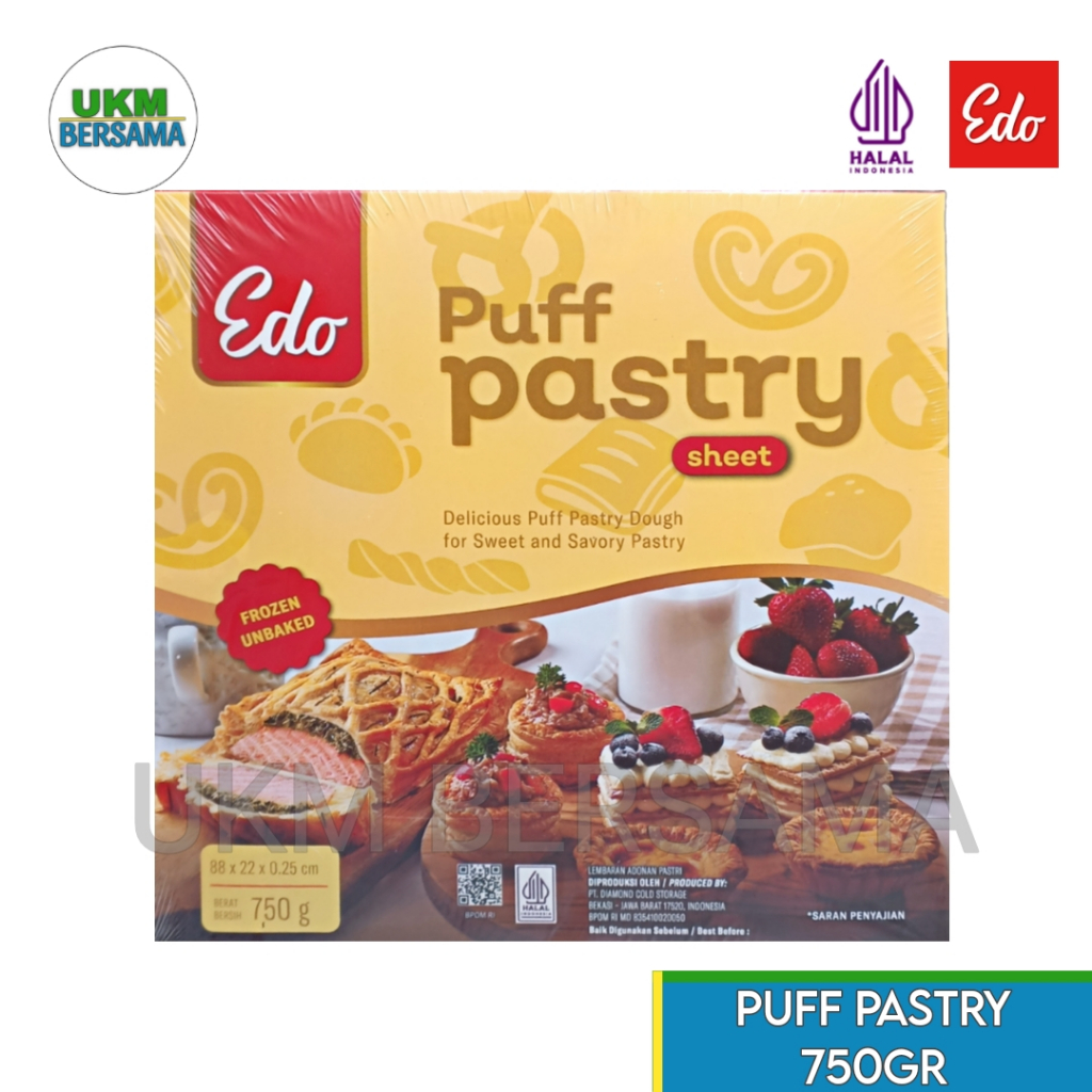 Jual Edo Puff Pastry Sheet 750g frozen kemasan asli terdaftar BPOM ...