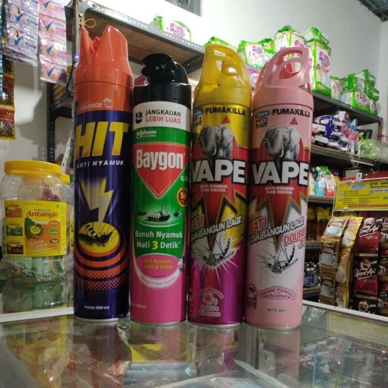 Jual Obat Nyamuk Baygon Spray 600ml + 75ml | Fumakilla Vape Spray | Hit ...
