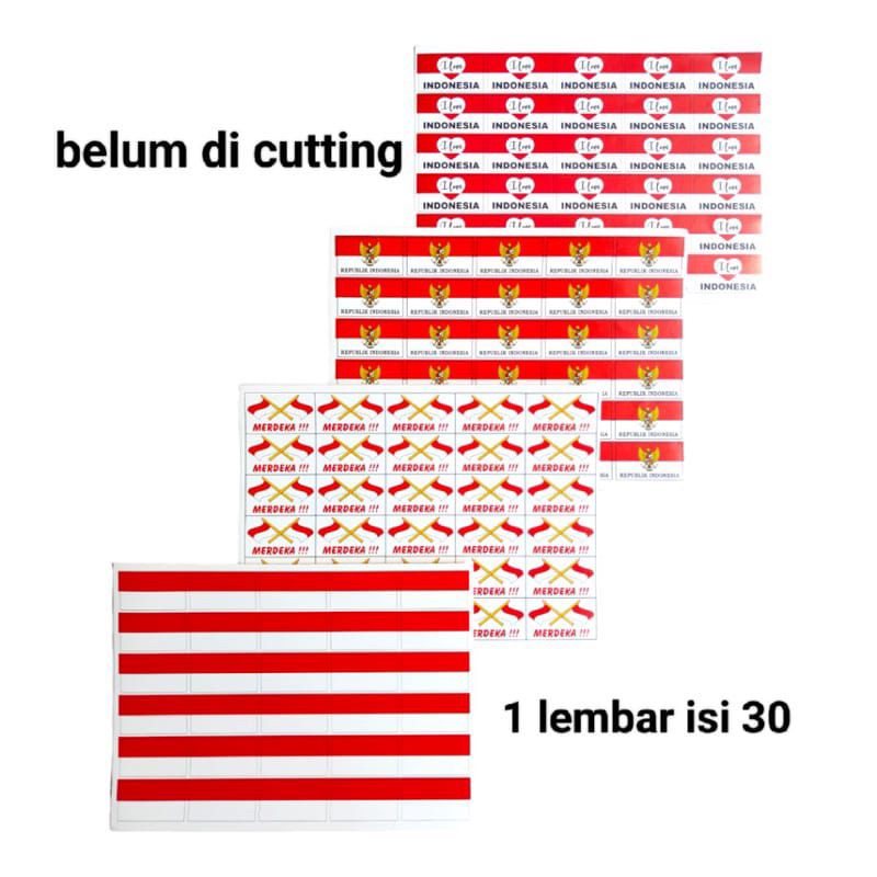 Jual (isi 30pcs) stiker pipi / stiker merah putih / stiker bendera ...