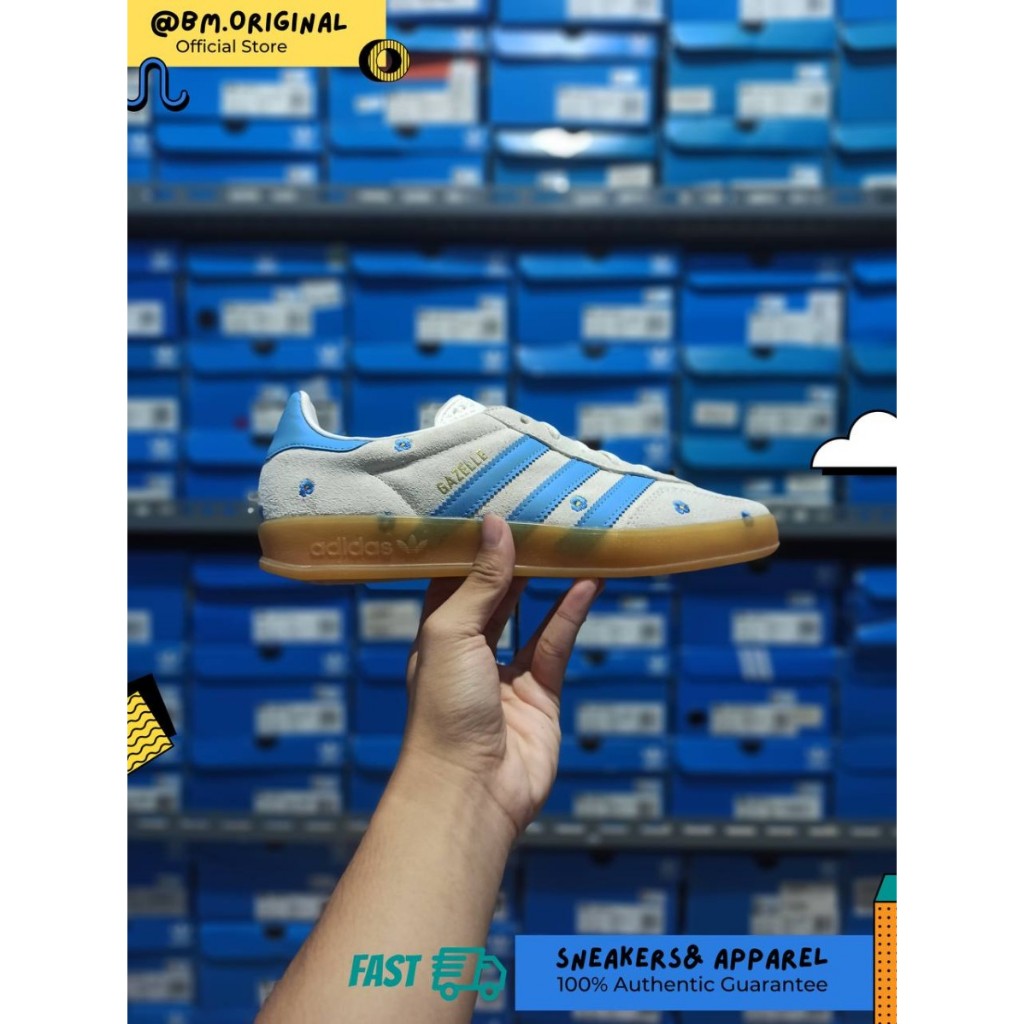 Jual Adidas Gazelle Indoor Cloud White Light Blue Gum IF4491 | Shopee ...