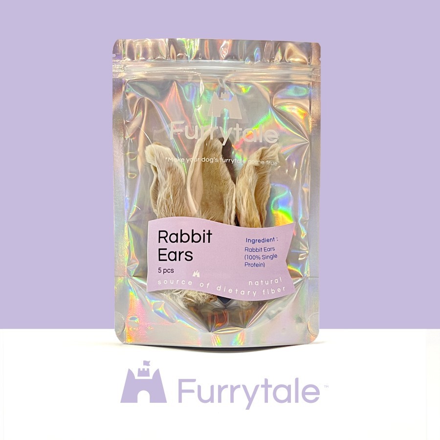 Jual FURRYTALE Rabbit Ears With Fur Freeze-Dried Raw Dogs Treats ...