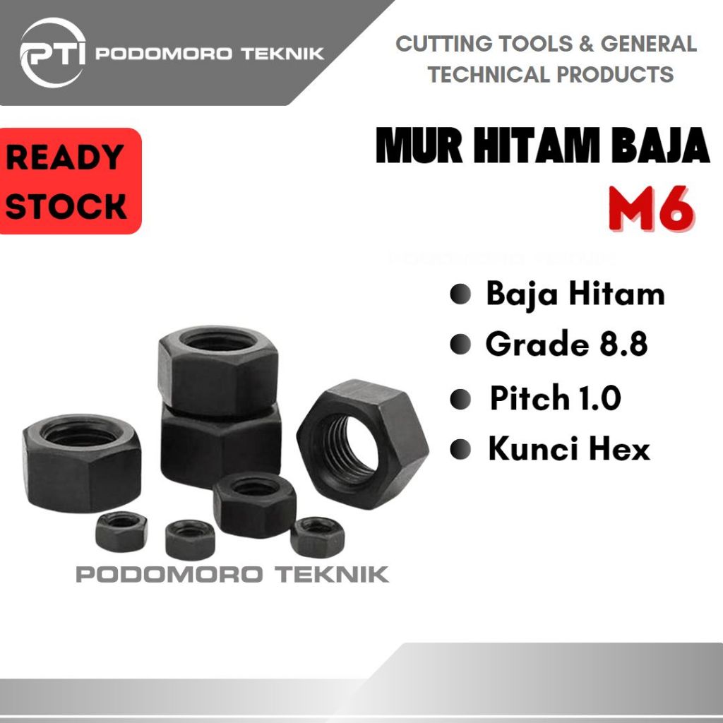 Jual Mur Hitam Baja M6 Mur Hitam Baja M6 Baja Hitam | Shopee Indonesia