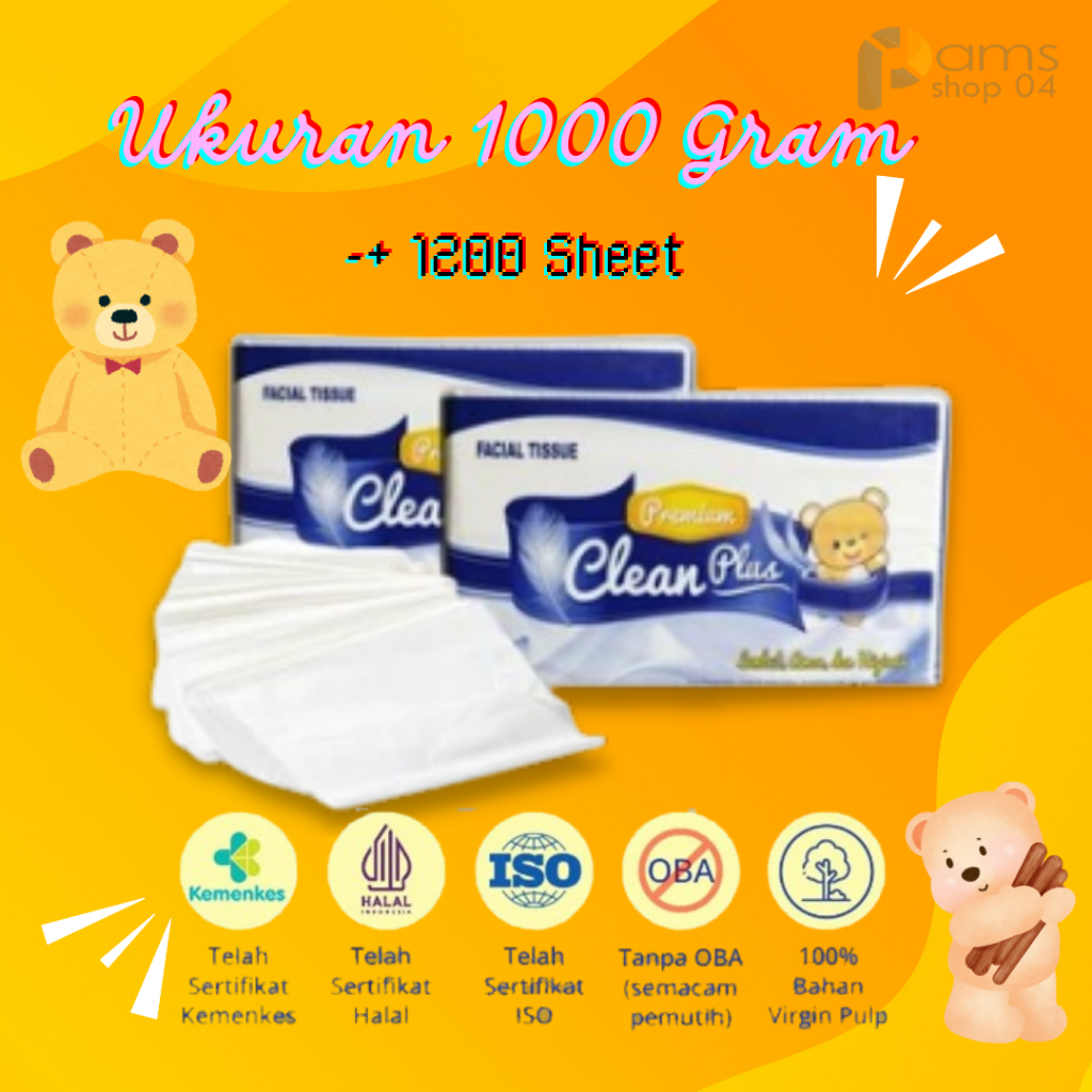 Jual Tissue Facial Clean Plus Tisu Muka Tisu Serba guna Ukuran 1Kg atau ...