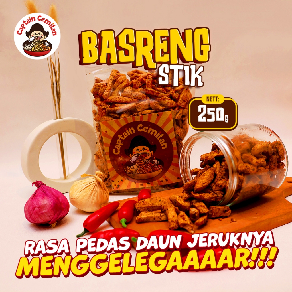 Jual 250gram Basreng Stik Pedas Gurih Daun Jeruk renyah kriuk baso ...