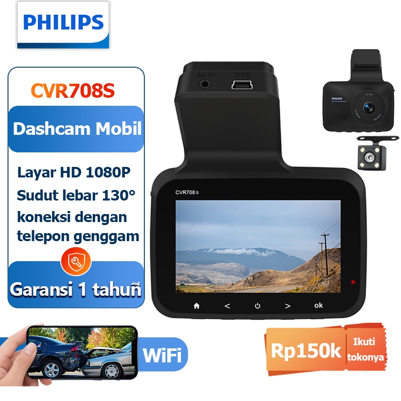 Jual Philips Dashcam Kamera Dashboard Mobil 1080P 140° Night Vision ...