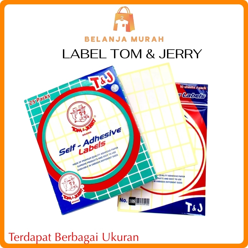 Jual BEM - ATK025 Tom & Jerry Label Sticker Putih Polos Semua Ukuran ...