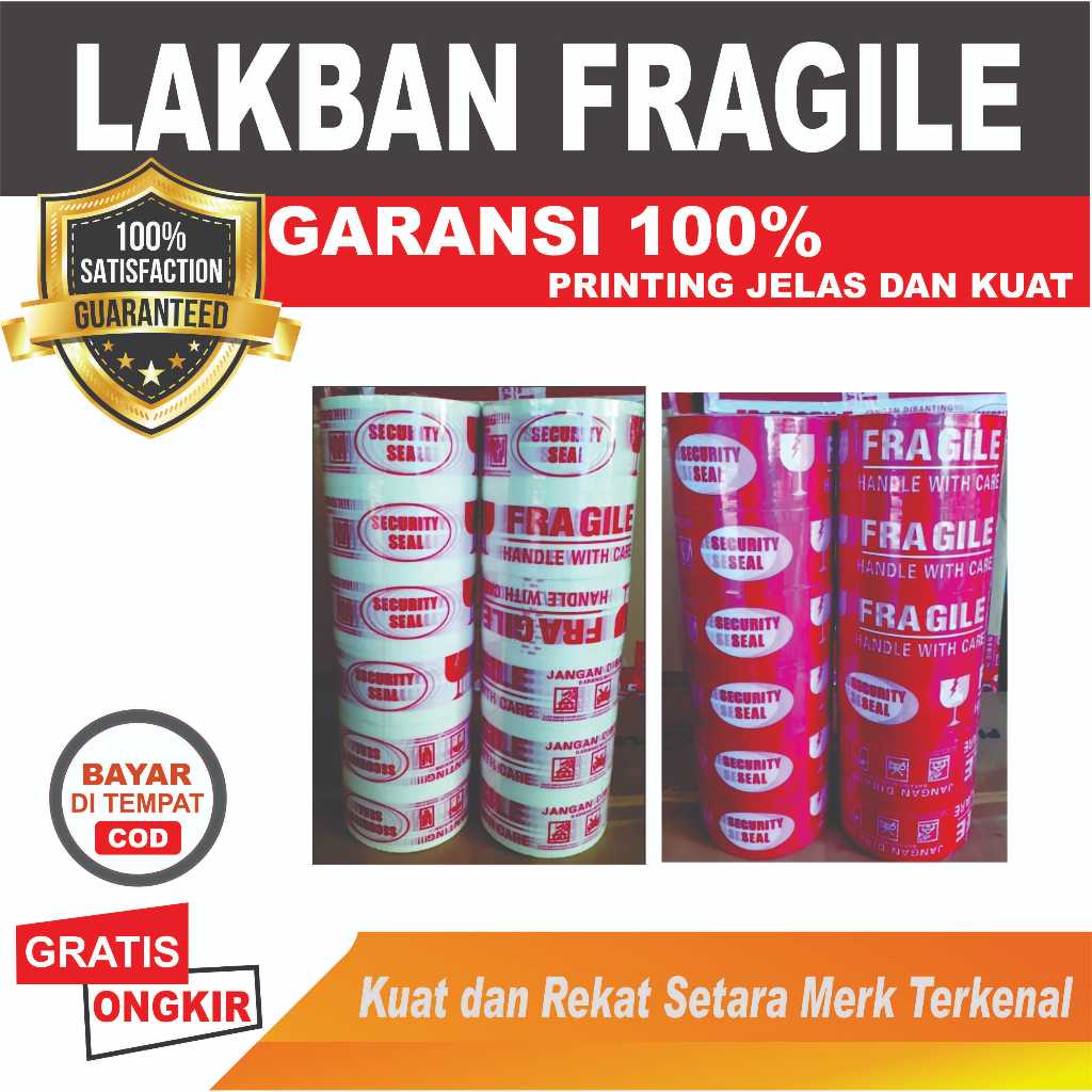 Jual LAKBAN FRAGILE JANGAN DIBANTING / ISOLASI FRAGILE / LAKBAN SEGEL ...