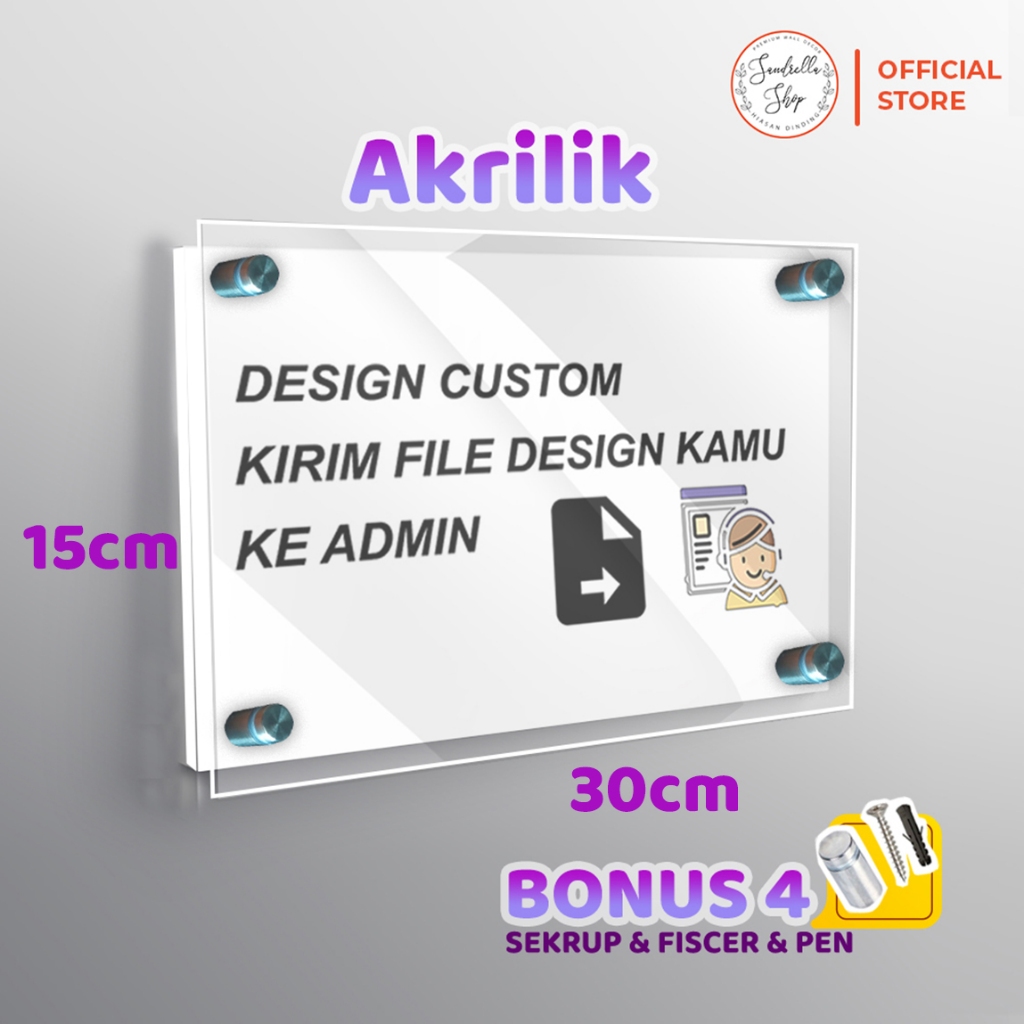 Jual Akrilik Custom Acrylic Sign board Ukuran 30 x 15 cm 15 x 30 cm ...