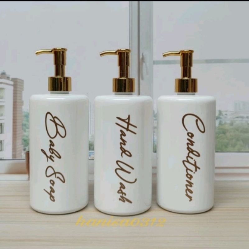 Jual Botol Sabun Cair Pump Putih Gold Aesthetic 500ml Luxury/ Botol Pump 500ml | Shopee Indonesia