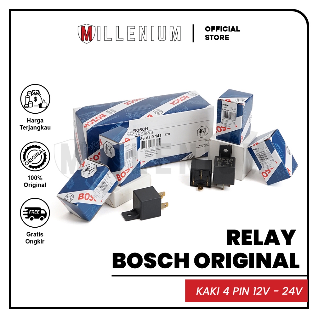 Jual Relay BOSCH Kaki 4 Pin 12V 30A / 24V 20A Original | Relay Mobil ...