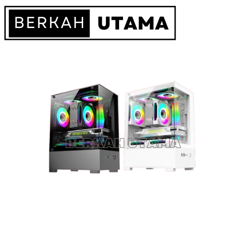 Jual CASING INFINITY NOIR FREE 3 FAN RGB - mATX GAMING CASE BLACK WHITE ...