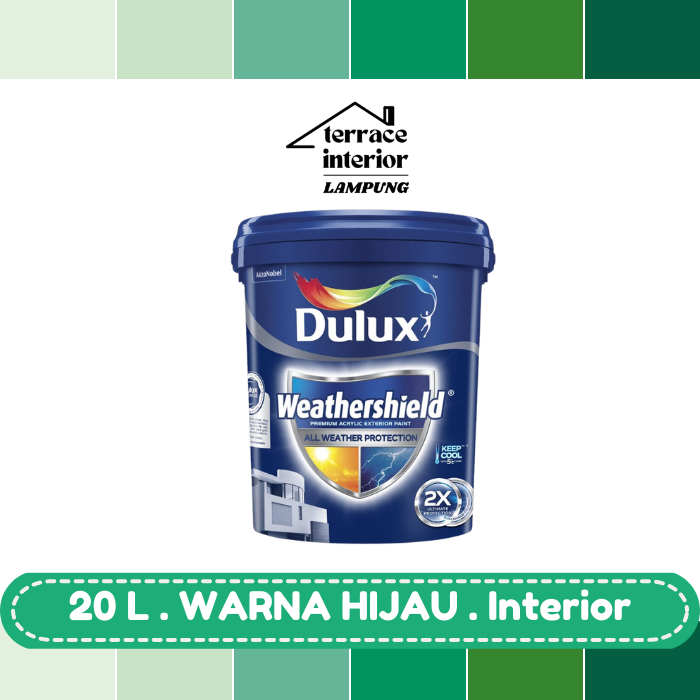 Jual Cat Tembok Dulux Weathershield Exterior 20 L Hijau Semi Gloss ...