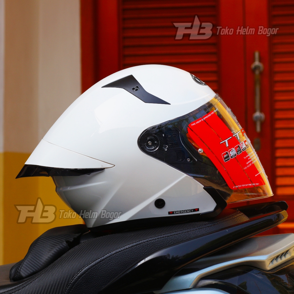 Jual KYT HELM TTR JET SOLID | WHITE | DOUBLE VISOR | Shopee Indonesia