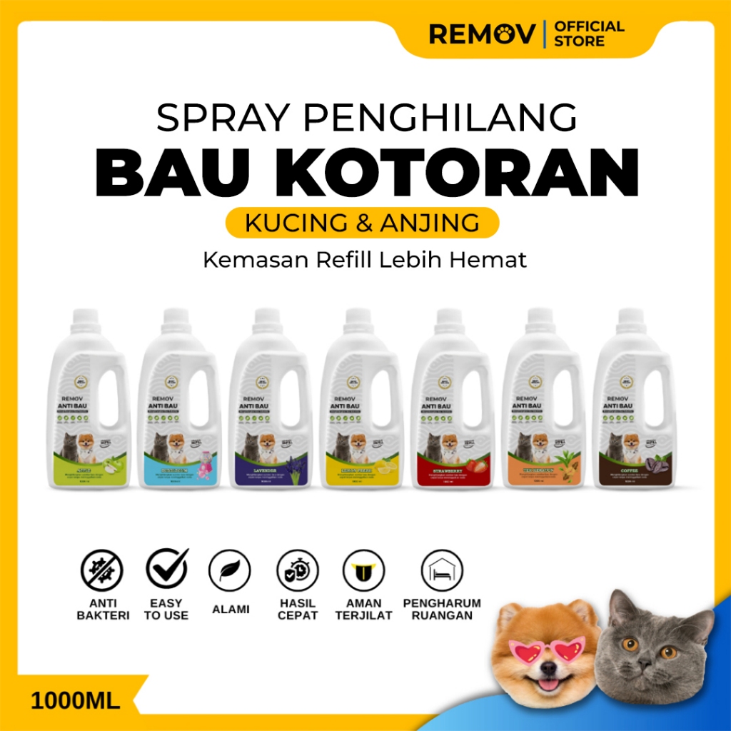 Jual Remov Spray Penghilang Bau Kotoran Kucing Ukuran Refill 1 Liter ...