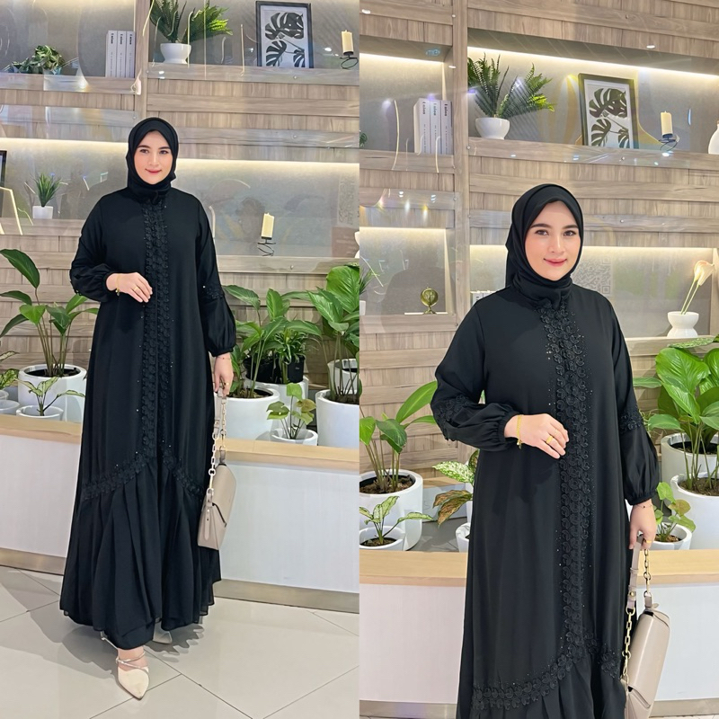 Jual GAMIS ABAYA WANITA HITAM TURKEY UMROH/HAJI RENDA NAIRA BUSUI MIX SWAROWSKI | Shopee Indonesia